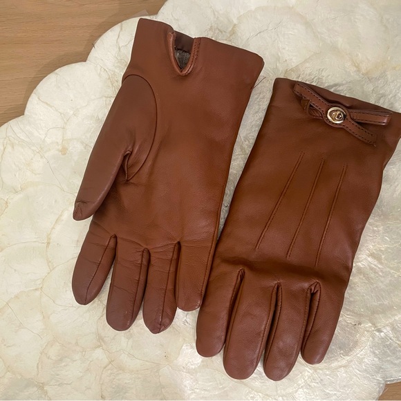 Coach | Accessories | Coach Leather Gloves Women Brown Sheep Leather ...